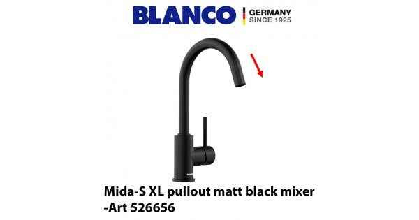 Blanco mida-s XL pullout sink mixer matt black -526656 - lightings.com.sg