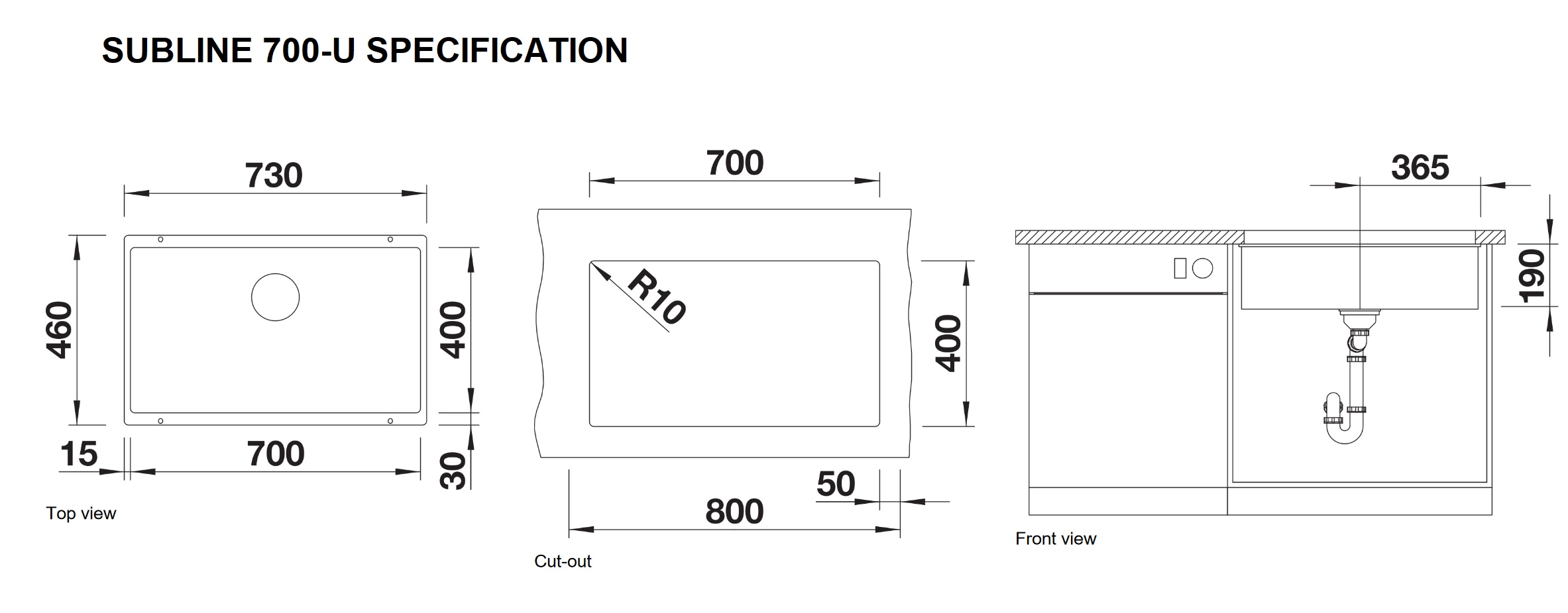 blanco sublime 700-u black sink - lightings.com.sg