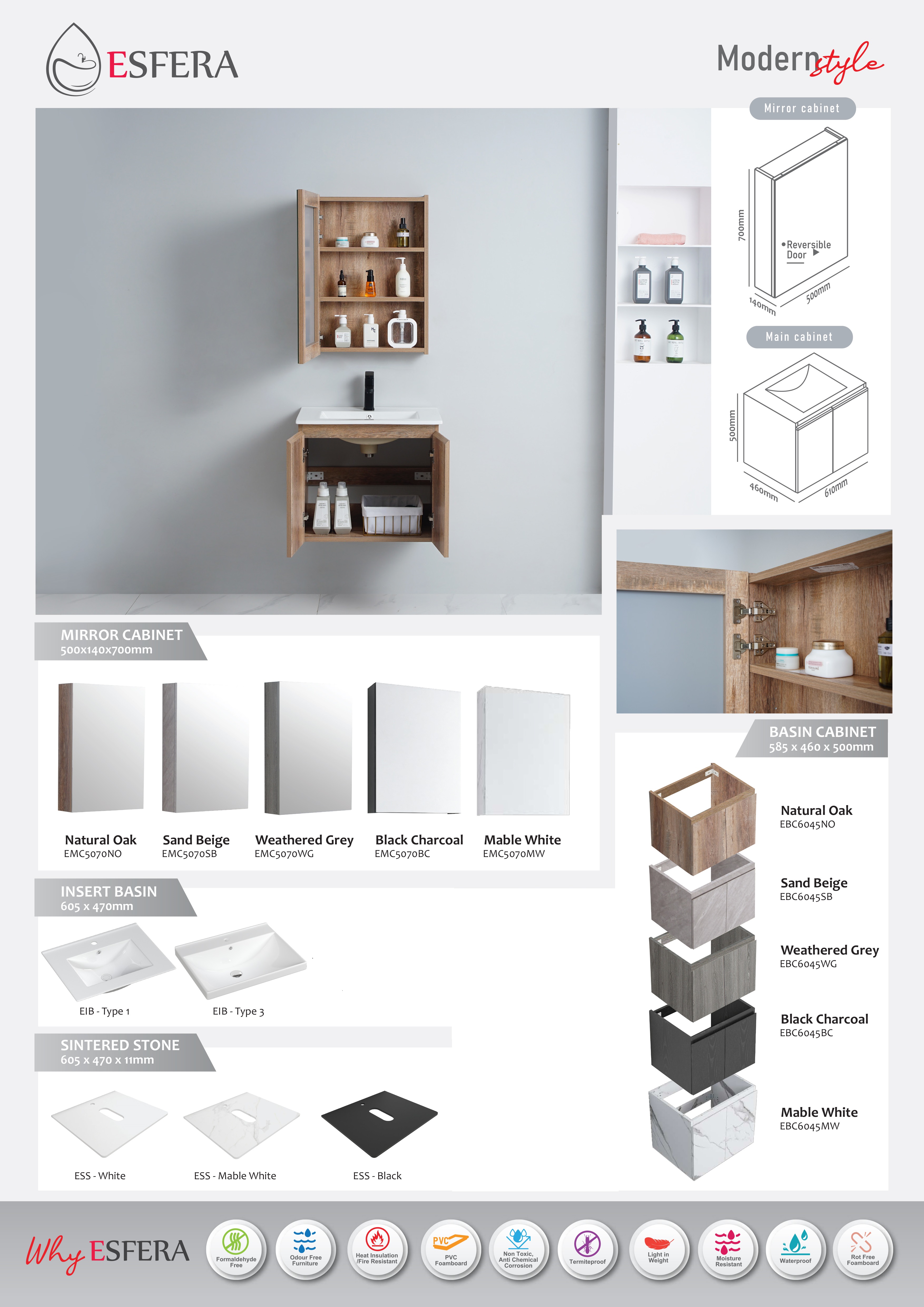 ESFERA NATURAL OAK BASIN CABINET SET - lightings.com.sg