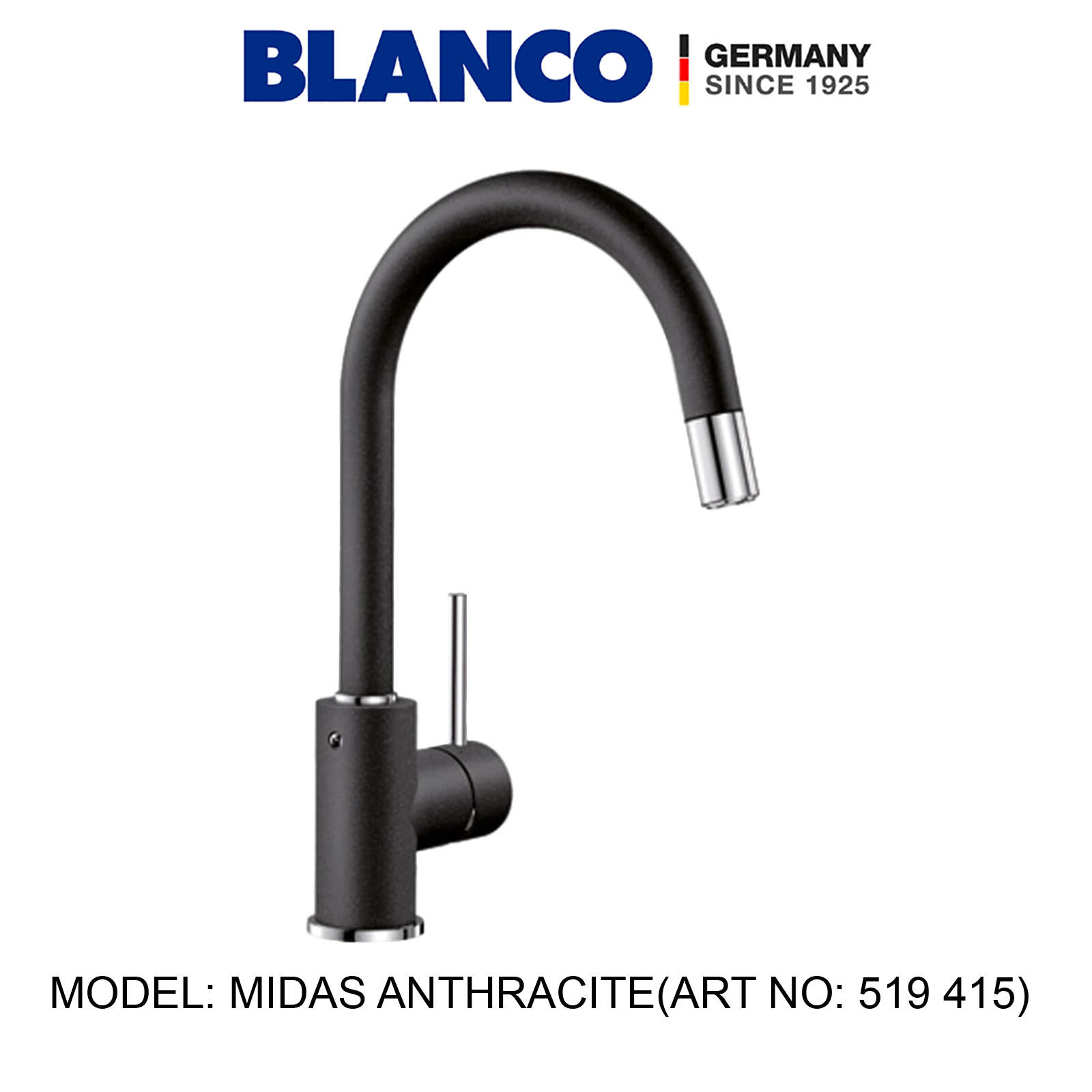 BLANCO MIDAS ANTHRACITE 519 415 KITCHEN MIXER - lightings.com.sg