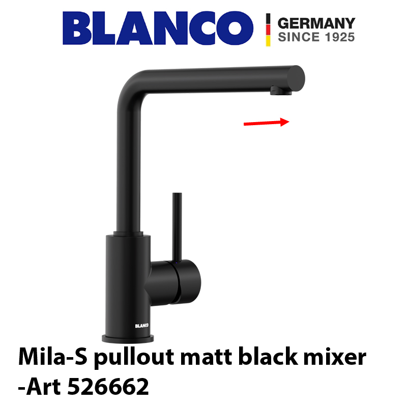 Blanco mila-s pullout sink mixer matt black -526662 - lightings.com.sg